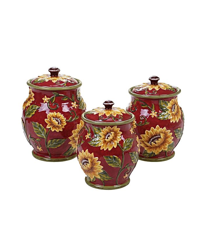Certified International Sunset Sunflower 3-Pc. Canister Set - Macy's