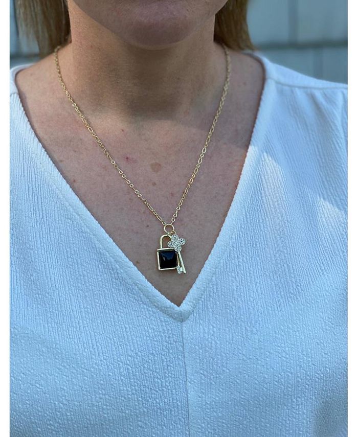 Rivka Friedman Black Onyx Lock + CZ Key Chain Necklace - Macy's