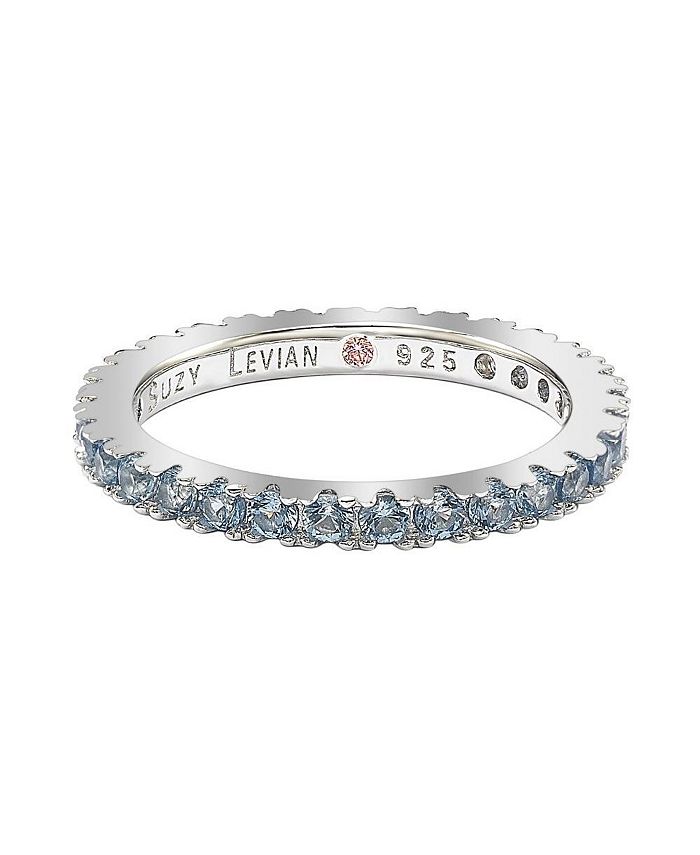 Suzy Levian New York Suzy Levian Sterling Silver Thin Cubic Zirconia Eternity Band Ring - Macy's