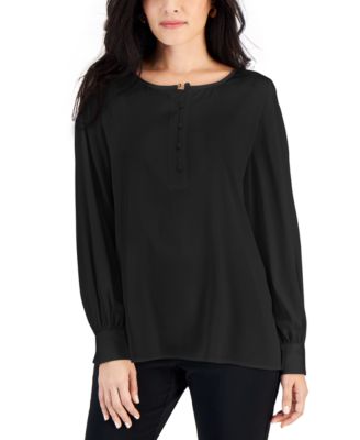 JM Collection Petite Satin Button-Up Blouse, Created for Macy's - Macy's