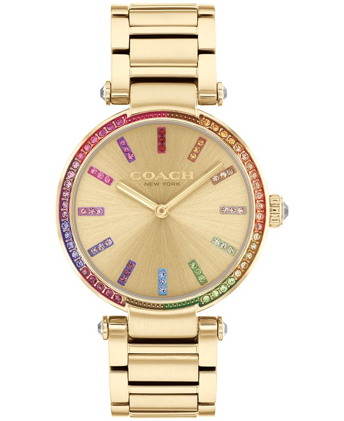 COACH Women's Cary Rainbow Gold-Tone Stainless Steel Bracelet Watch ...