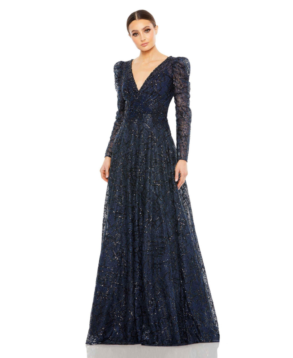 Click here for Womens Embellished V Neck Long Sleeve A Line Gown... prices