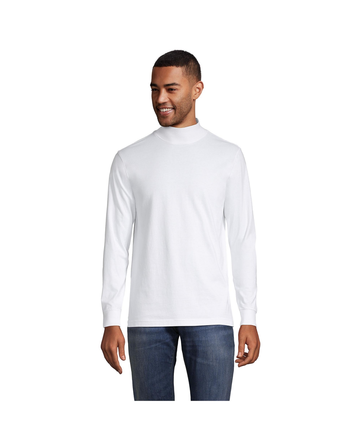 Click here for Lands End Big & Tall Super-t Mock Turtleneck - Whi... prices