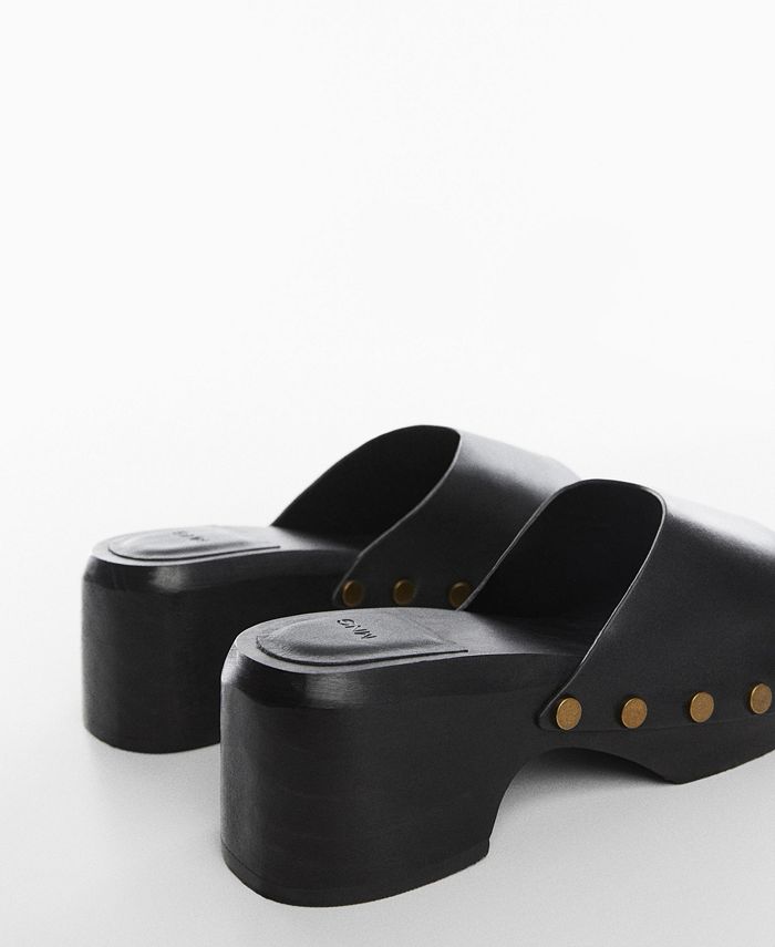 MANGO Women's Studded Leather Clogs - Macy's