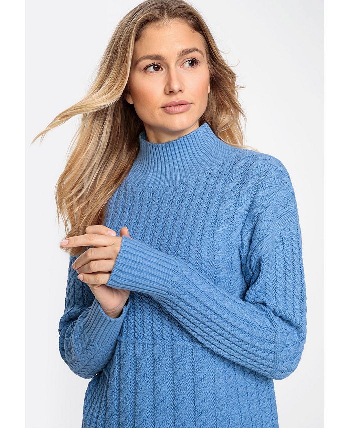 Olsen Women's Long Sleeve Cotton Blend Multi Cable Knit Sweater - Macy's