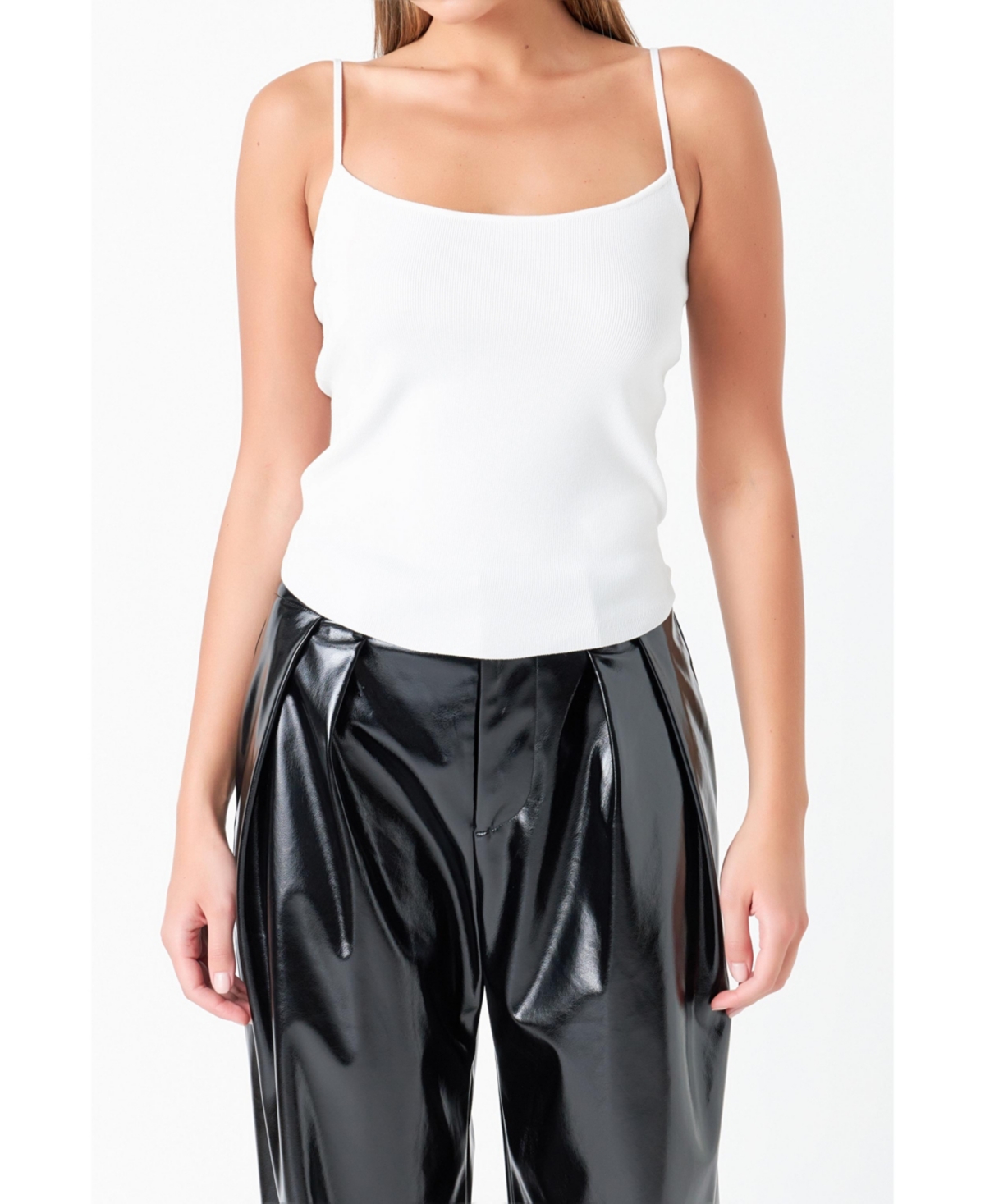 Click here for Womens Round Hem Knit Tank Top - Off white prices