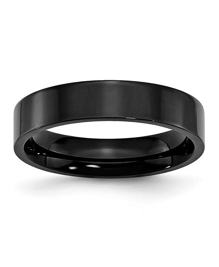 Chisel Stainless Steel Polished Black IP-plated 5mm Flat Band Ring - Macy's