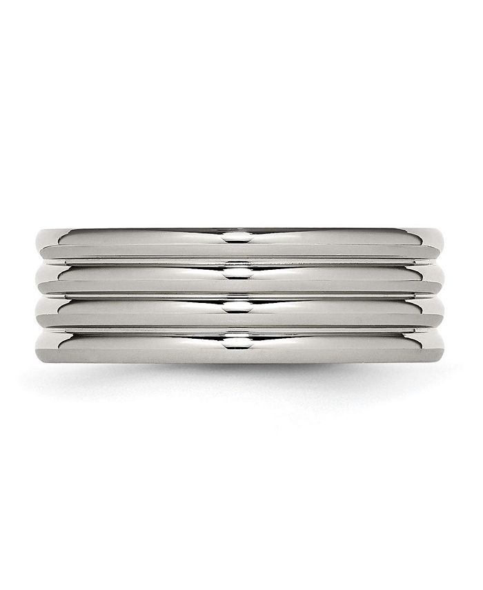 Chisel Stainless Steel Polished 8mm Grooved Band Ring - Macy's