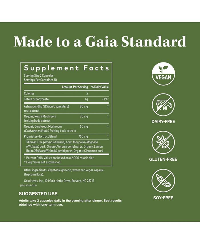 Gaia Herbs Adrenal Health Nightly Restore - Adrenal Support Herbal ...