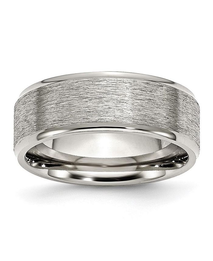 Chisel Stainless Steel Polished Grain Finish Center 8mm Edge Band Ring ...