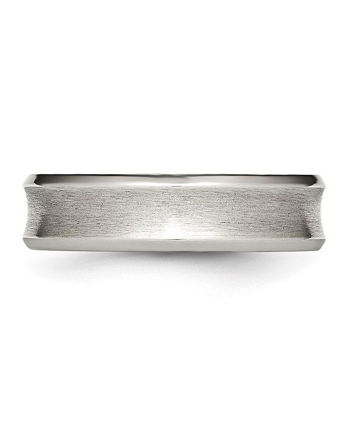 Chisel Stainless Steel Brushed Polished Concave 6mm Edge Band Ring - Macy's
