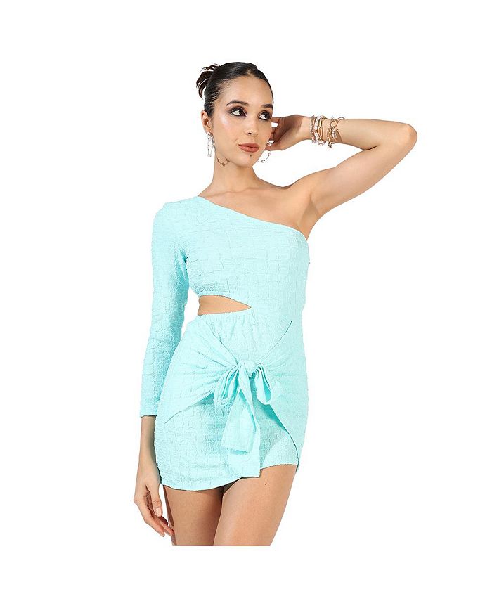 Campus Sutra Women's Light Blue Solid Cutout Dress - Macy's