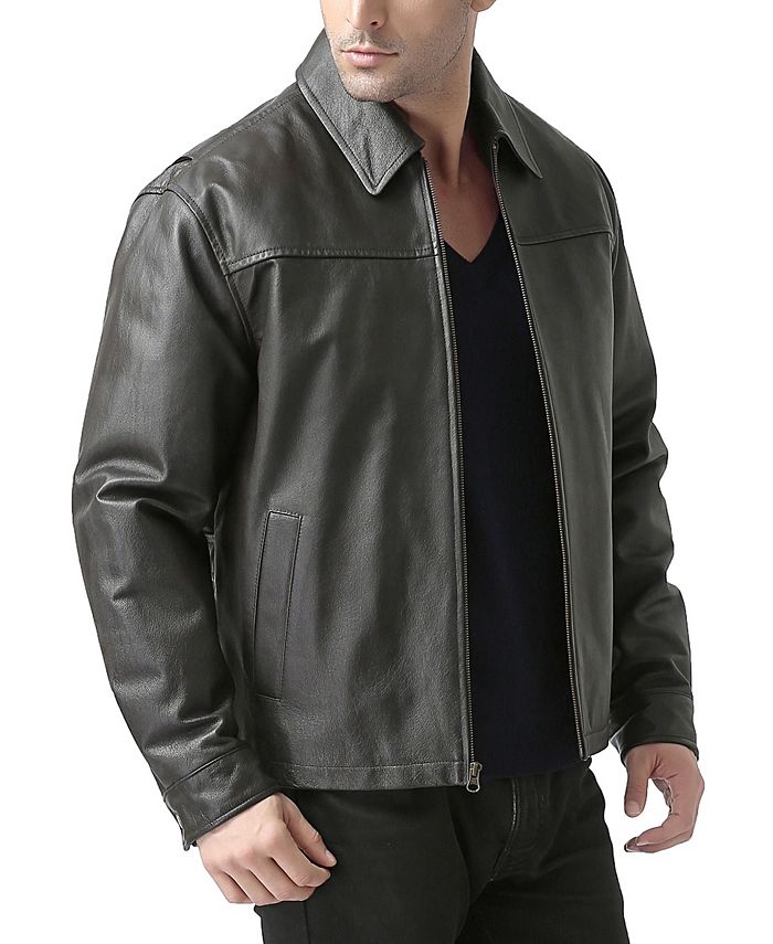 BGSD Men Greg Open Bottom Zip Front Leather Jacket - Tall - Macy's
