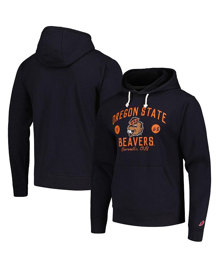 League Collegiate Wear Men's Black Distressed Oregon State Beavers Bendy Arch Essential Pullover ...