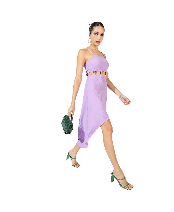 Campus Sutra Women's Lavender Solid Cutout Dress - Macy's