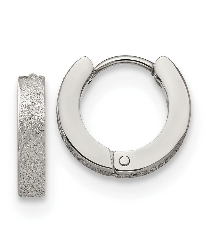 Chisel Stainless Steel Polished and Sandblasted Hinged Hoop Earrings ...