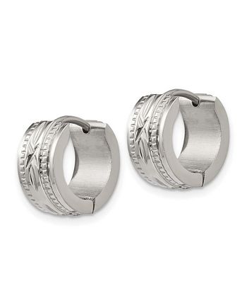Chisel Stainless Steel Polished and Textured Hinged Hoop Earrings - Macy's