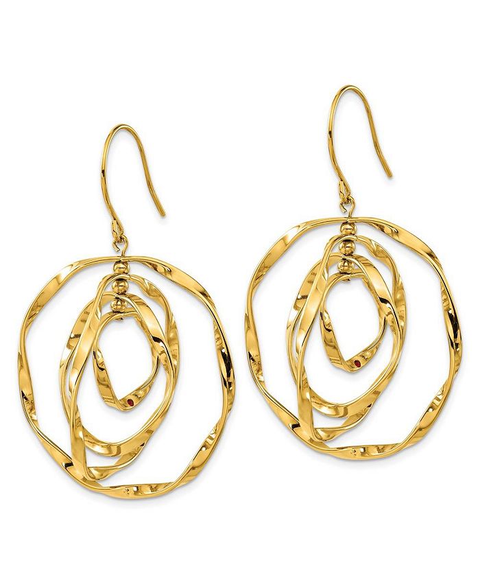 Chisel Stainless Steel Yellow plated Red Crystal Wavy Dangle Earrings ...