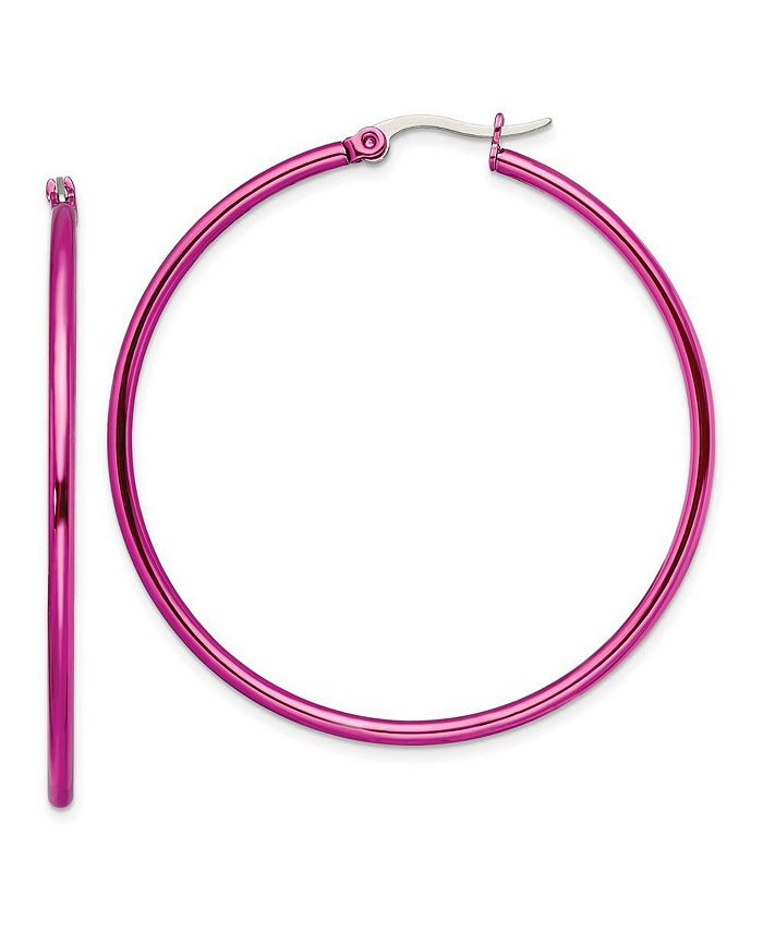 Chisel Stainless Steel Polished Pink plated Hoop Earrings - Macy's