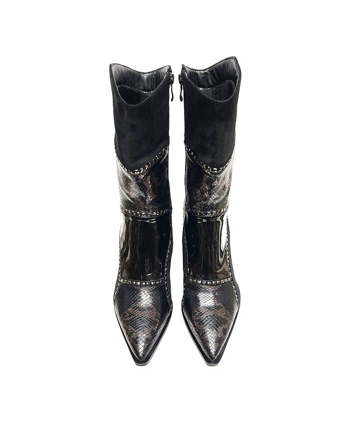 Ninety Union Women's Patchwork, Multi Fabric Boot on a Block Heel - Macy's