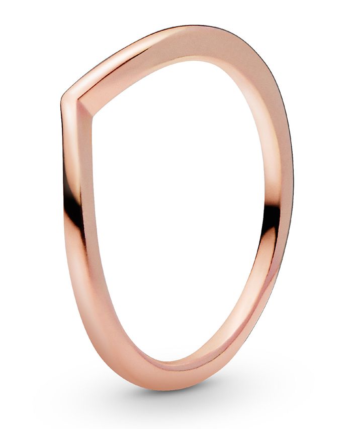 Pandora 14K Rose Gold-Plated Timeless Polished Wishbone Ring - Macy's
