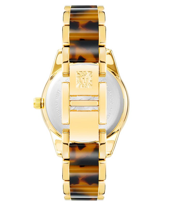 Anne Klein Women's Quartz Gold-Tone Alloy and Tortoise Acetate Watch ...