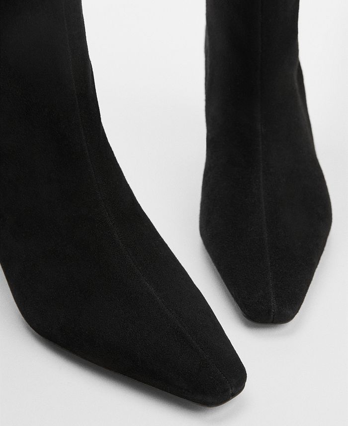 MANGO Women's Kitten Heels Leather Boots - Macy's