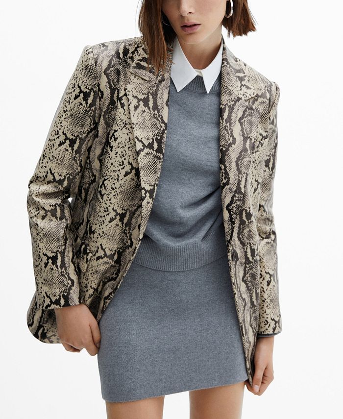 MANGO Women's Snake Print Blazer - Macy's