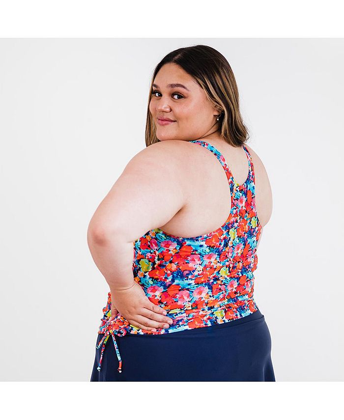 Calypsa Plus Size Maya Tankini Swim Top With Removable Cups - Macy's