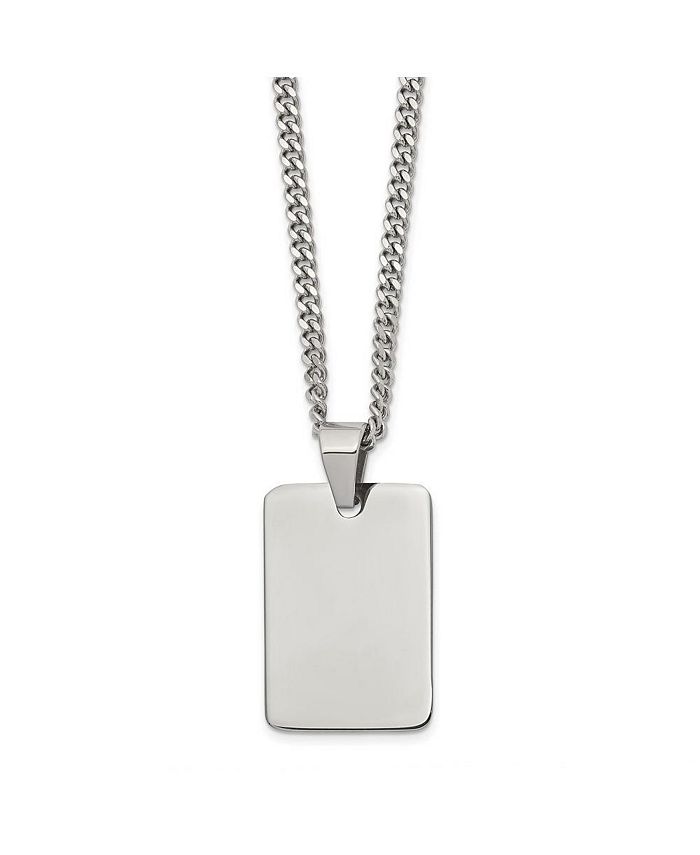 Chisel Polished Rectangle Dog Tag on a Curb Chain Necklace - Macy's