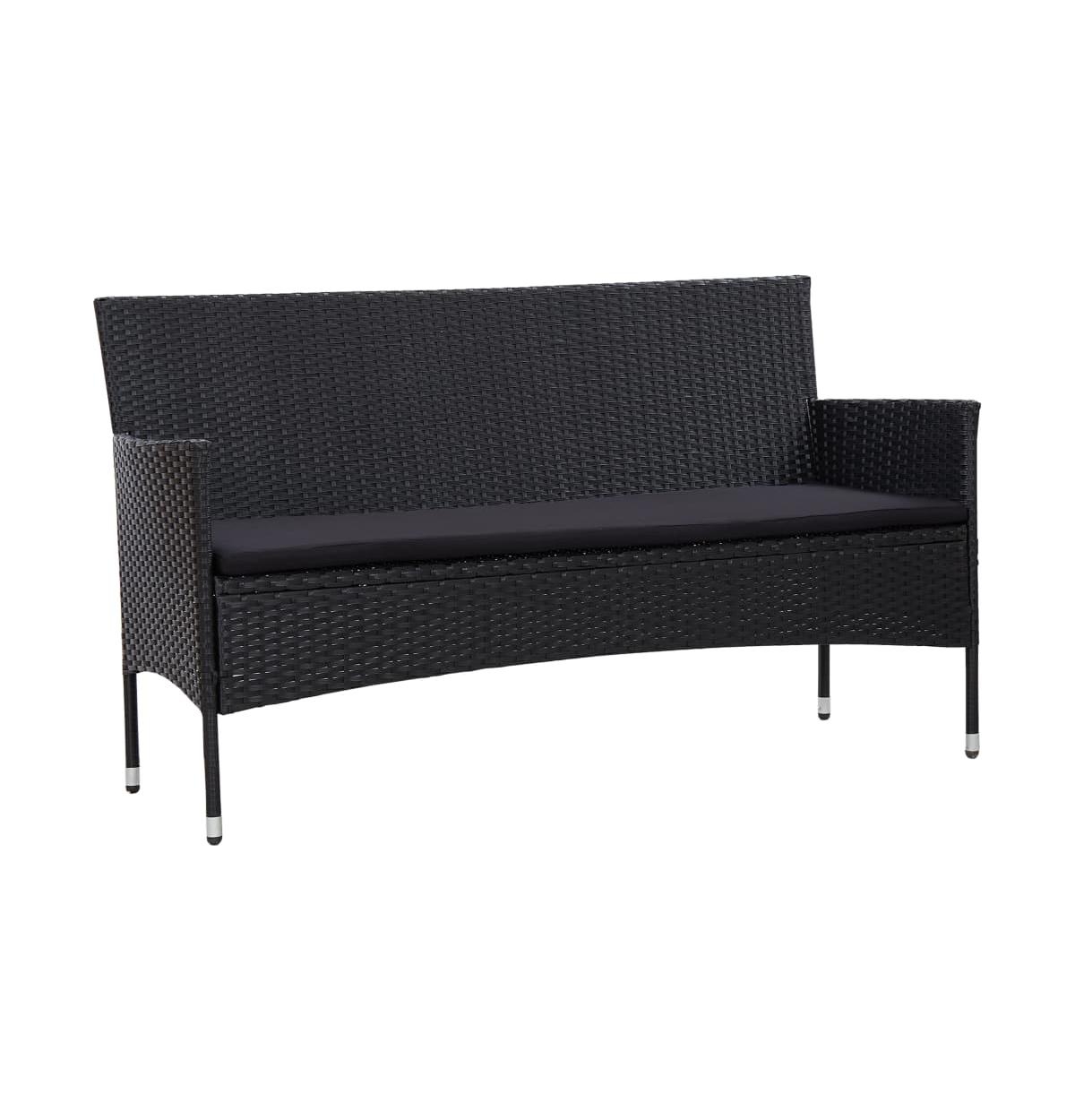 Click here for 3-Seater Patio Sofa with Cushions Black Poly Ratta... prices