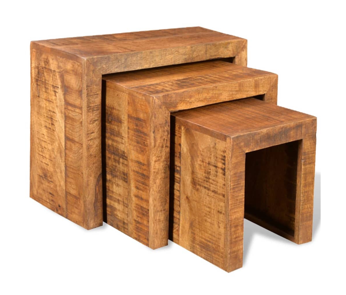 Click here for Nesting Table Set 3 Pieces Solid Mango Wood - Brow... prices