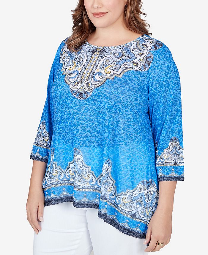 Ruby Rd. Plus Size Embellished Scoop Neck Marrakesh Border Print ...