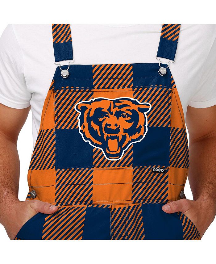 FOCO Men's Navy Chicago Bears Big Logo Plaid Overalls - Macy's