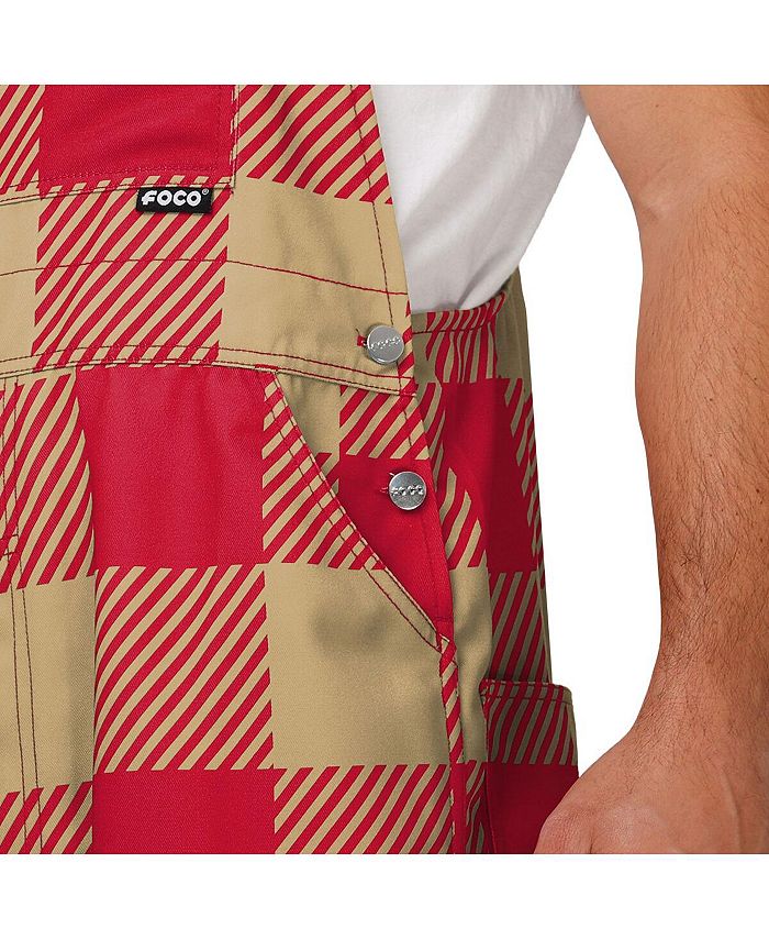 FOCO Men's Scarlet San Francisco 49ers Big Logo Plaid Overalls - Macy's