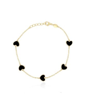 The Lovery Onyx Heart Station Bracelet 14K Gold - Macy's