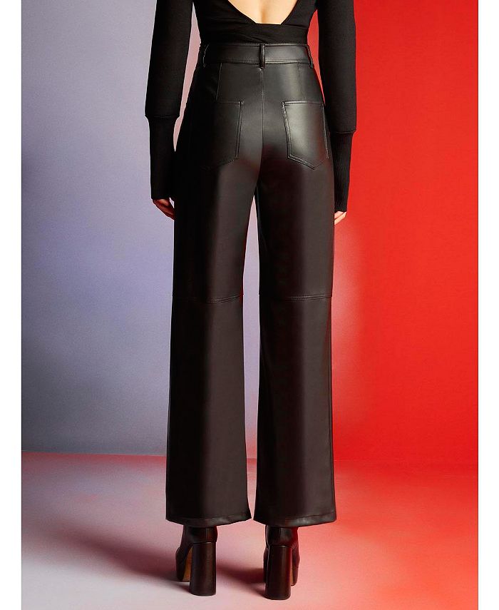 NOCTURNE Women's Wide Leg Pleather Pants - Macy's