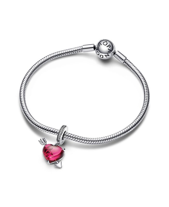 Pandora Sterling Silver Heart and Arrow Dangle Charm - Macy's