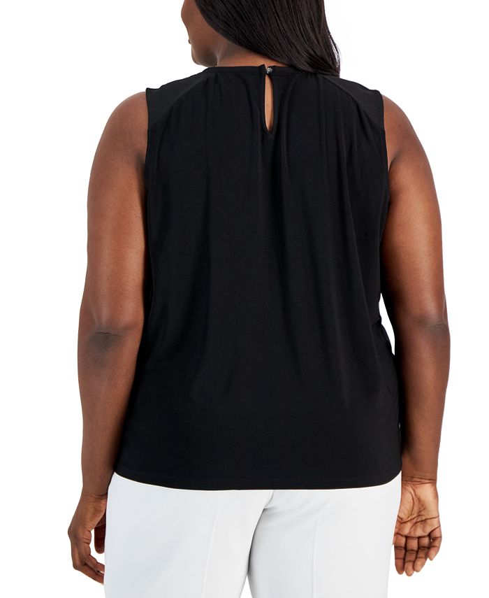 Kasper Plus Size Pleat-Neck Sleeveless Top - Macy's