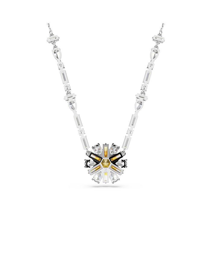 Swarovski Flower, Yellow, Rhodium Plated Idyllia Necklace - Macy's