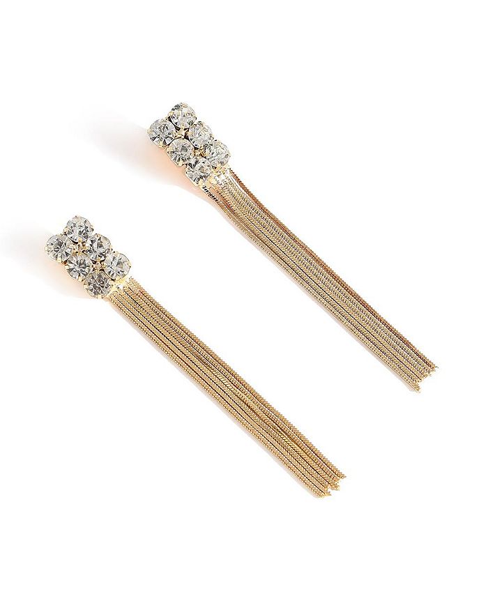 SOHI Women's Gold Embellished Chain Drop Earrings - Macy's