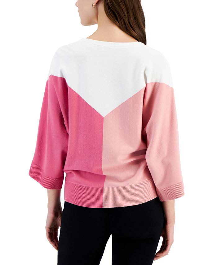 T Tahari Women's Colorblock Dolman-Sleeve Sweater - Macy's