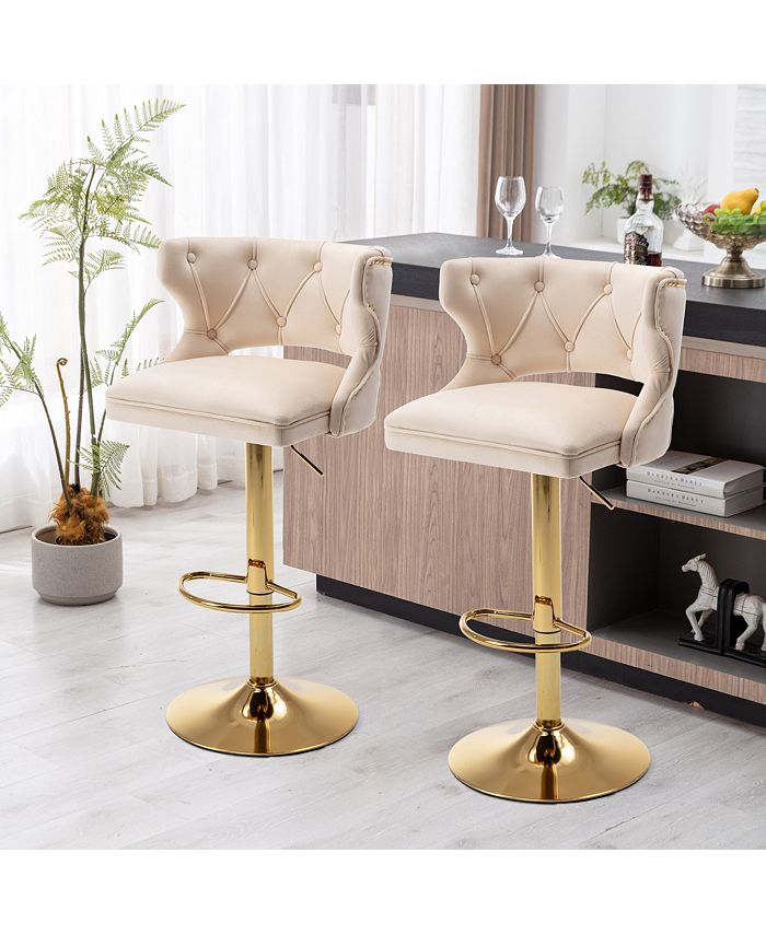 Simplie Fun Bar Stools With Back And Footrest Counter Height Dining ...