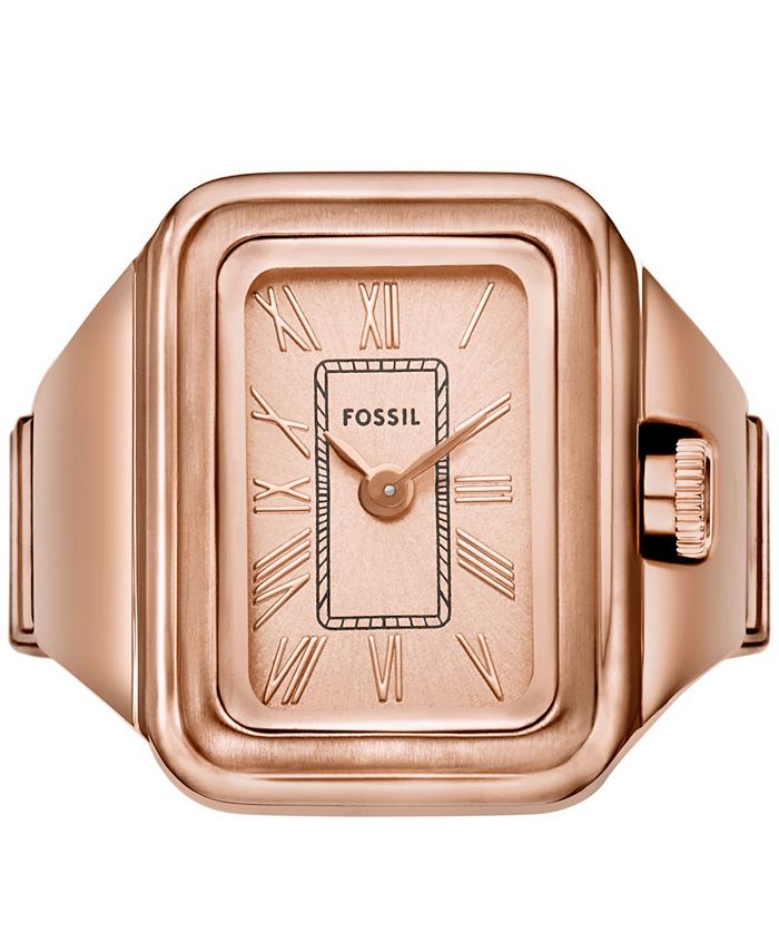 Fossil Women's Raquel Two-Hand Rose Gold-Tone Stainless Steel Ring ...