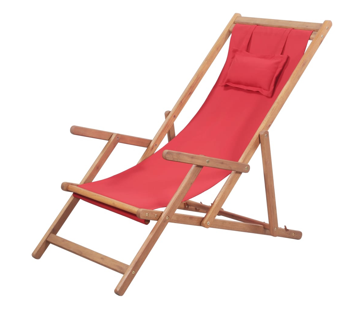 Click here for Folding Beach Chair Fabric and Wooden Frame Red -... prices
