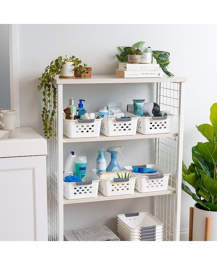 IRIS USA Small Plastic Storage Basket, 12-Pack, Shelf Basket Organizer ...