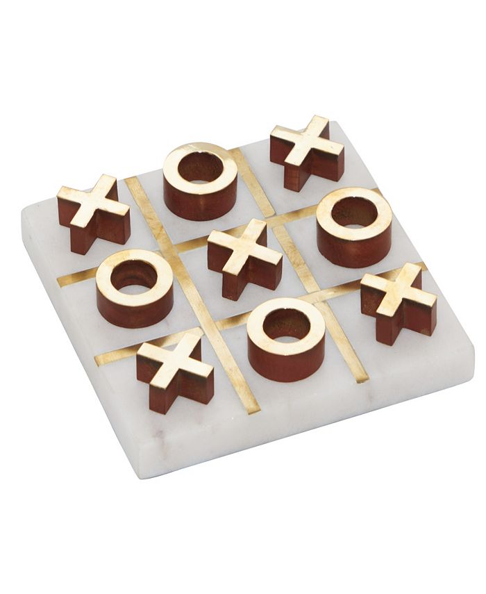 Rosemary Lane Marble Tic Tac Toe Game Set with Gold-Tone or Silver Tone ...