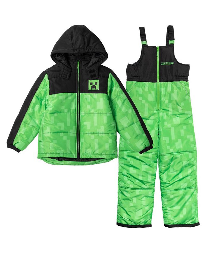 Minecraft Zombie Zip Up Puffer Jacket and Snow Bib Ski Pants Toddler ...