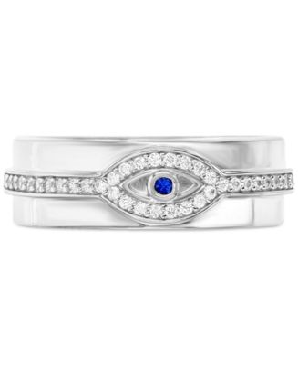Cubic Zirconia & Lab Grown Blue Spinel Accent Evil Eye Band - Macy's