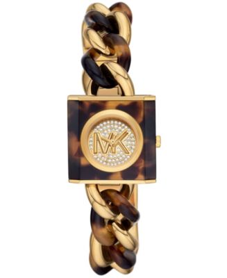 Michael Kors Women's MK Chain Lock Three-Hand Tortoise and Gold-Tone ...